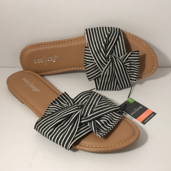 west loop | Shoes | Nwt Womens Sandal Bow Strap Blackwhite 78 | Poshmark
